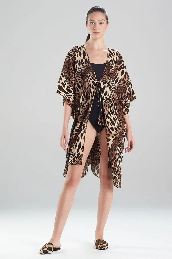 Natori Luxe Leopard Cotton Gauze Cover-up - Neutral