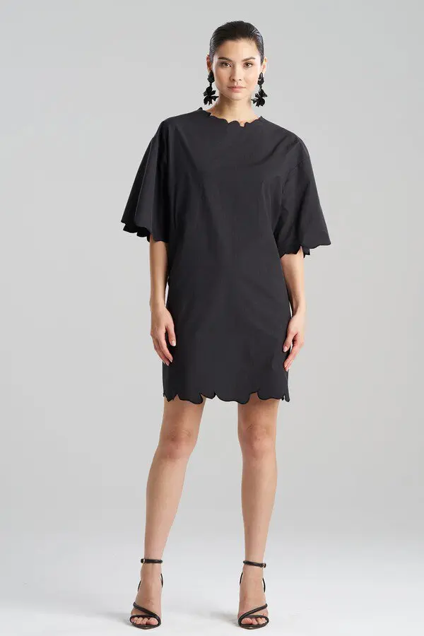 Natori Tech Cotton Taffeta Embroidered T-shirt Dress
