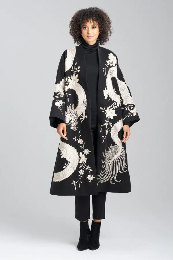 Natori Couture Felt Embroidered Dragon Coat