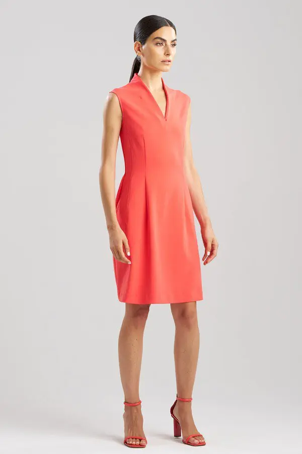 Natori Solid Knit Crepe Dress