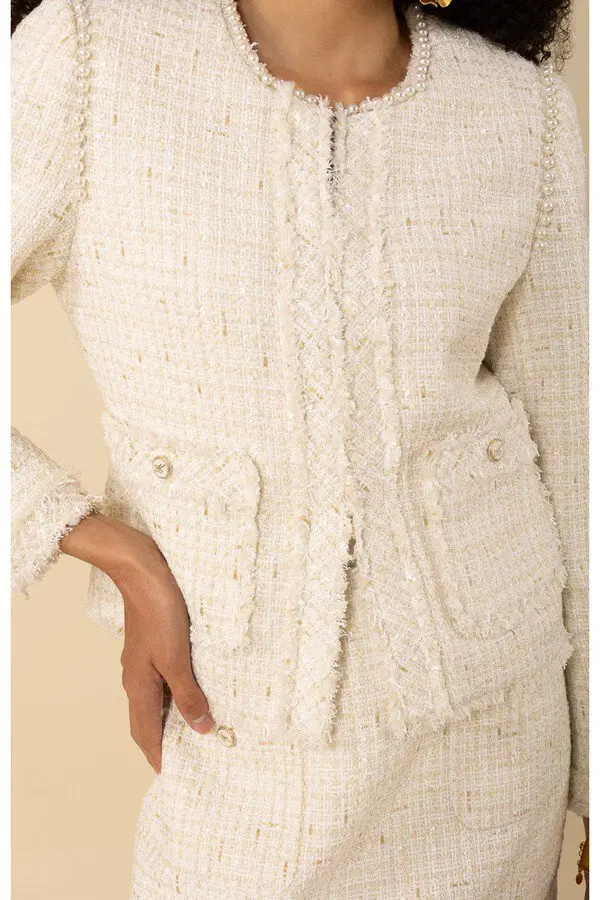 Hale Bob Zaylee Boucle Tweed Jacket - Neutral
