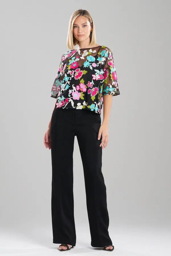 Natori Tangier Embroidered Tulle Top