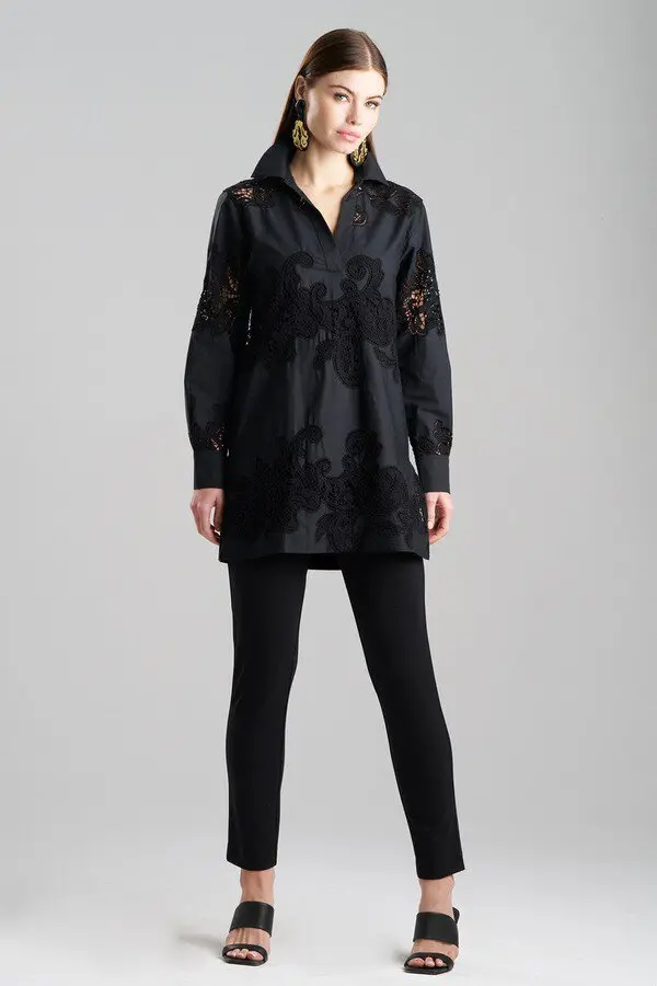 Natori Madeira Cutwork Embroidered Tunic Shirt