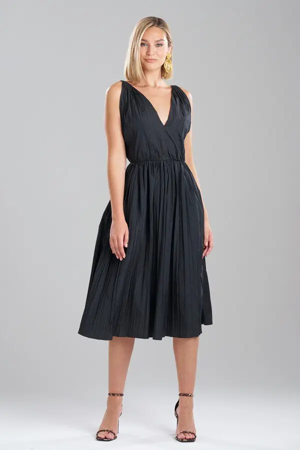 Natori Taffeta Plisse A-line Dress