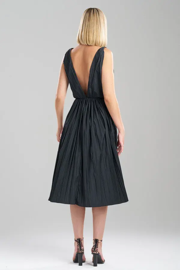Natori Taffeta Plisse A-line Dress
