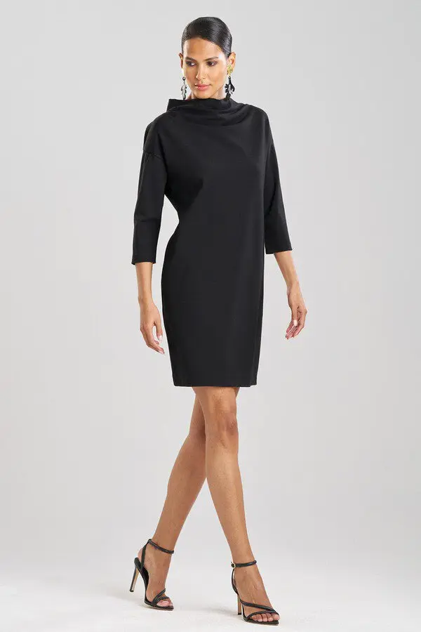 Natori Compact Knit Funnel Shift Dress