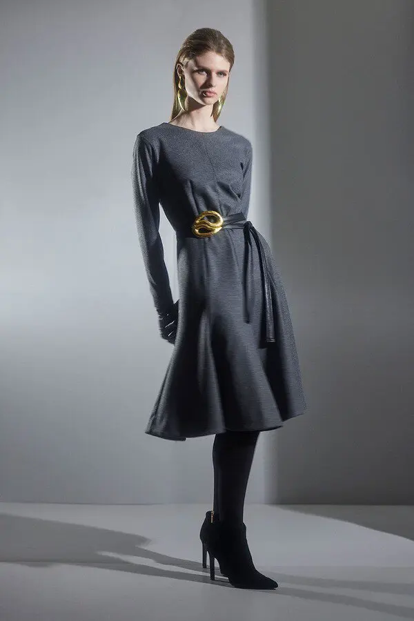 Natori Double Jersey Midi Dress - Gray