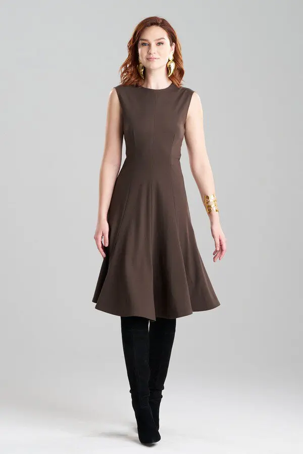 Natori Compact Knit Midi Fit & Flare Dress