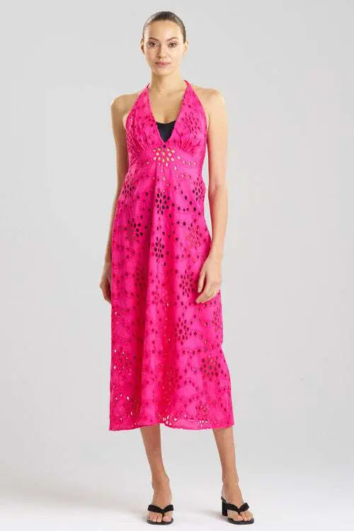 Natori Cotton Eyelet Halter Dress