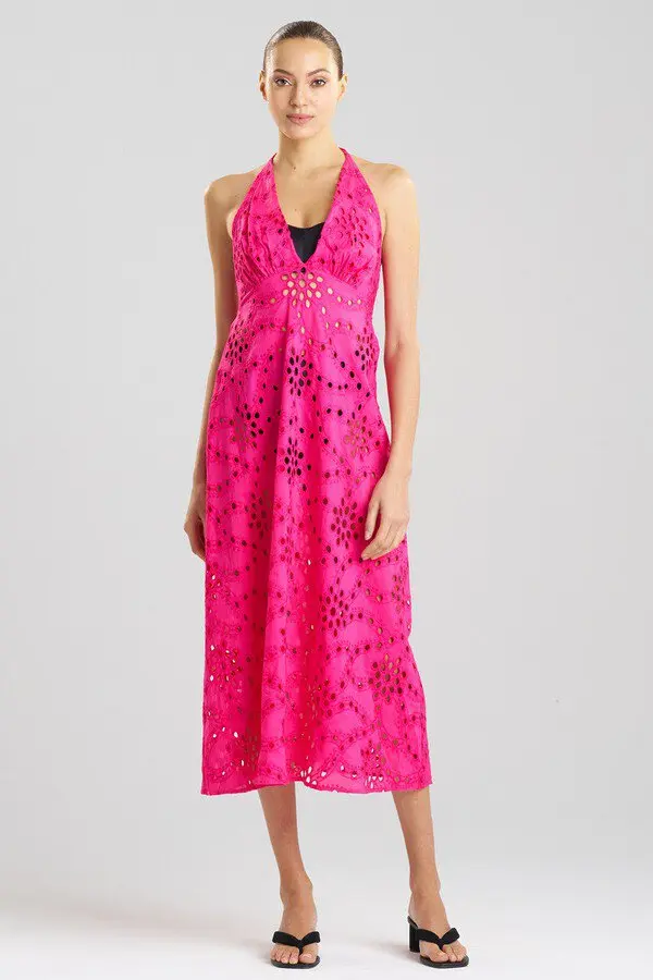 Natori Cotton Eyelet Halter Dress