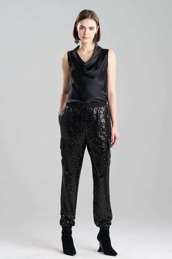 Natori Sequined Cargo Joggers