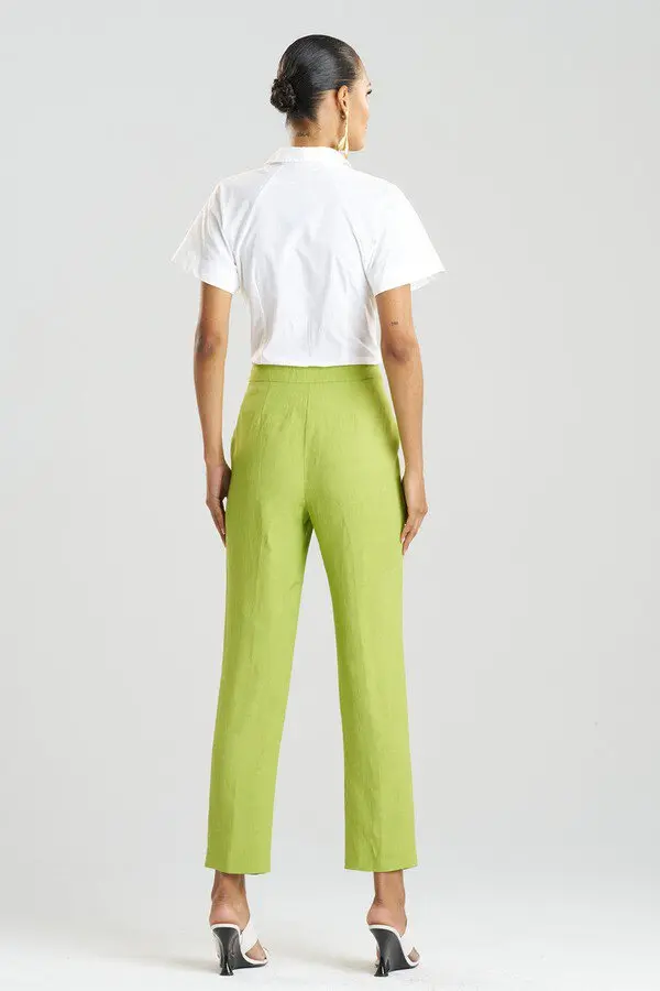 Natori Linen Blend Slim Pants - Red