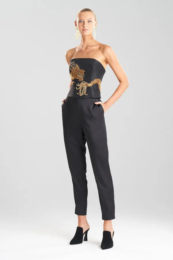 Natori Couture Dragon Embroidered Silk Bustier