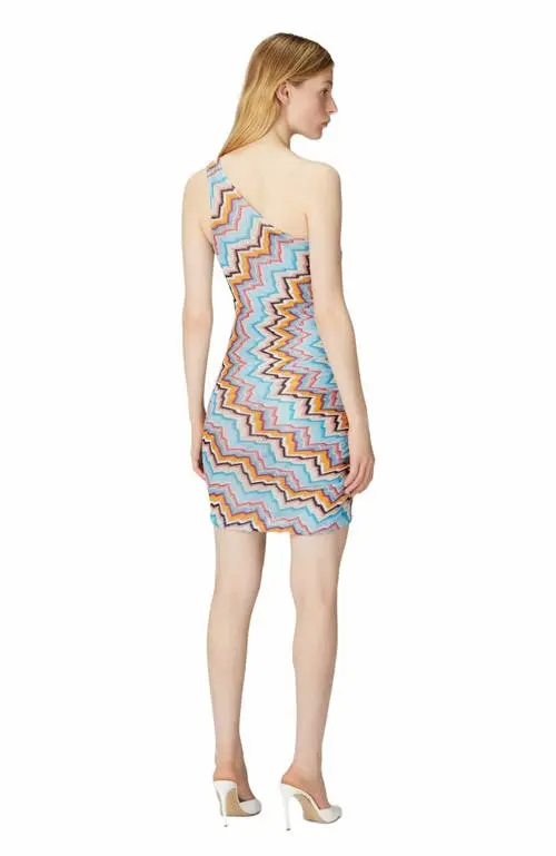 Missoni Short One-shoulder Cover-up With Zig Zag Pattern