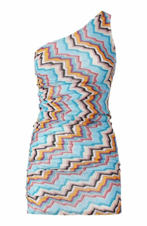 Missoni Short One-shoulder Cover-up With Zig Zag Pattern