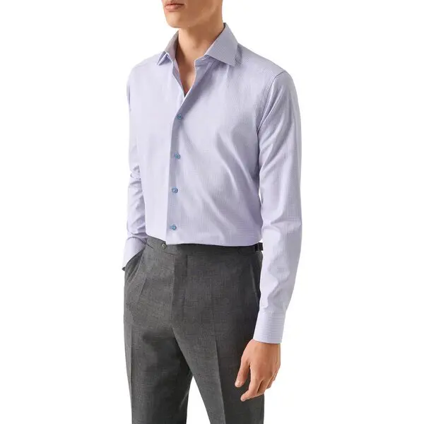Eton Contemporary Fit Check Cotton Dress Shirt