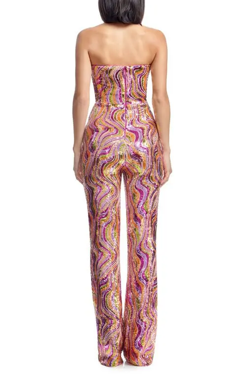 Dress The Population Andy Sequin Jumpsuit - Bright Fuchsia Multi
