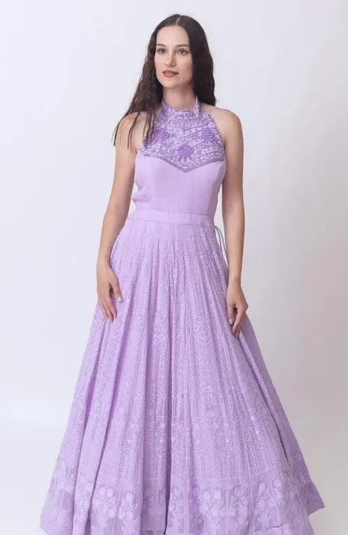 RAAS Maisa Embroidered High Neck Gown