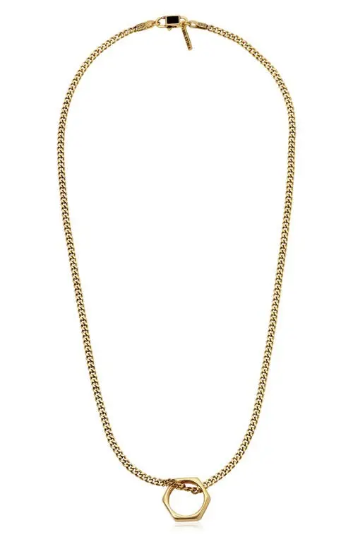 Ettika Hexagon Pendant Necklace - Brass