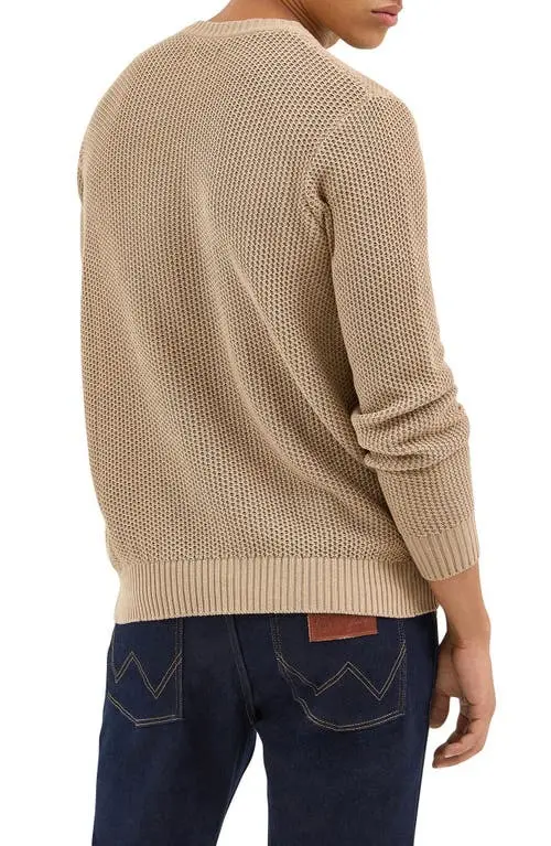 Wrangler Honeycomb-stitch Cotton Crewneck Sweater - Timberwolf