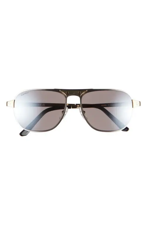 CARTIER 58mm Aviator Sunglasses - Silver