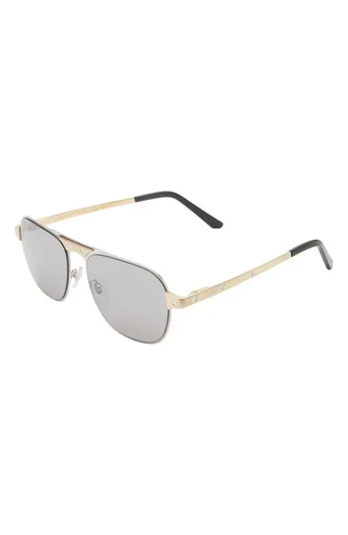 Cartier 58mm Aviator Sunglasses - Silver