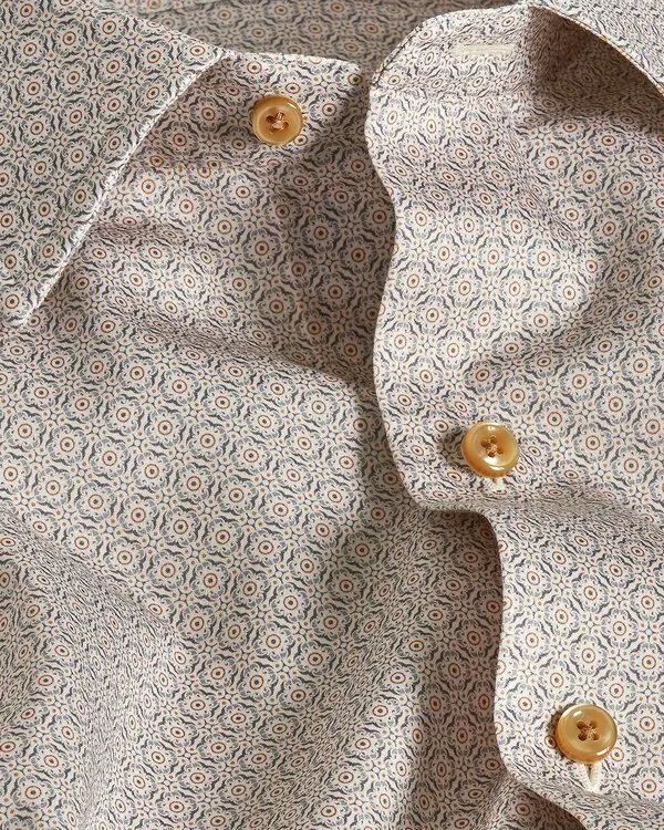 David Donahue Regular Fit Geometric Print Sport Shirt
