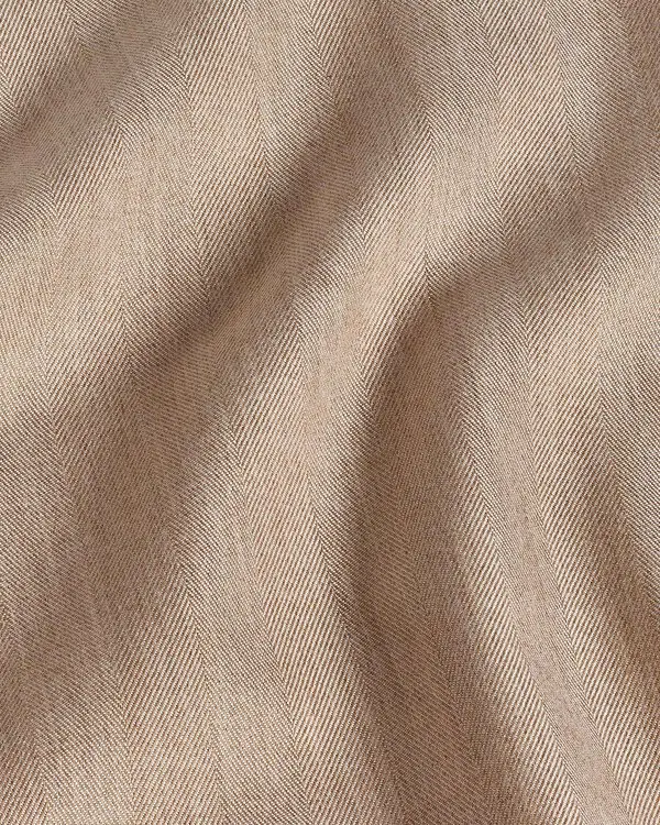 David Donahue Regular Fit Herringbone Sport Shirt - Dune