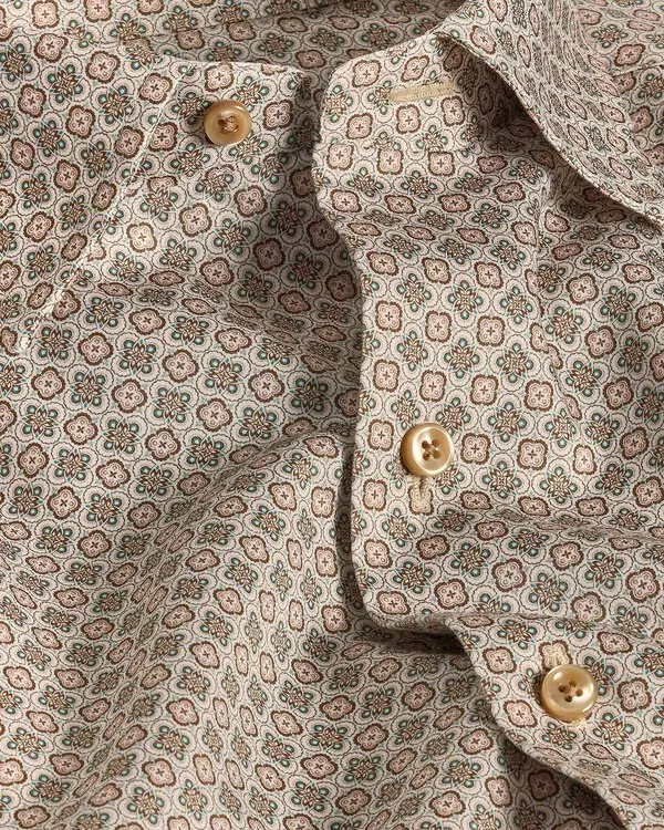 David Donahue Regular Fit Geometric Print Sport Shirt - Choc/multi