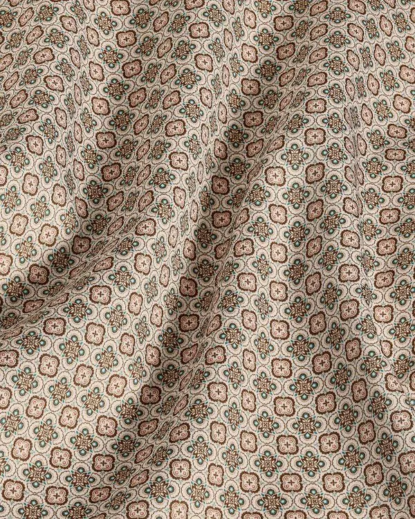 David Donahue Regular Fit Geometric Print Sport Shirt - Choc/multi