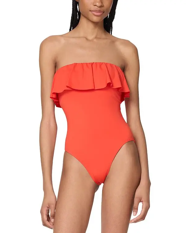Kate Spade New York Ruffle One Piece Swimsuit - Goji Berry