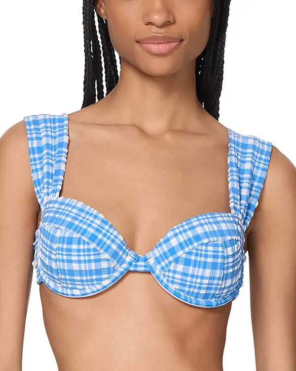 Kate Spade New York Check Underwire Bra Top - Spring Sky