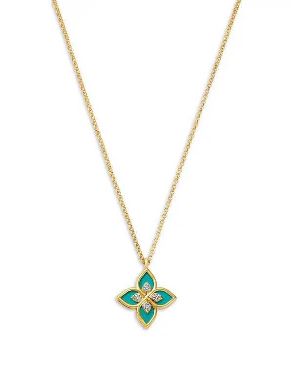 Roberto Coin 18k Venetian Princess Diamond & Mother Of Pearl Pendant Necklace - Blue/gold