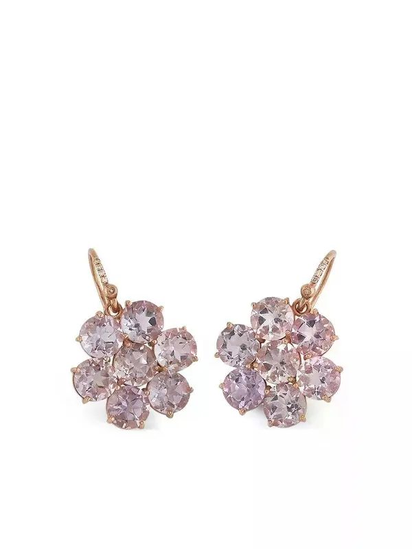 Irene Neuwirth 18k Rose Gold Floret Rose De France Drop Earrings - Pink
