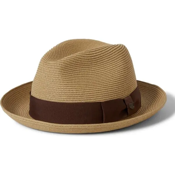 Brixton Horton Packable Straw Fedora - Dark Tan/ Light Brown