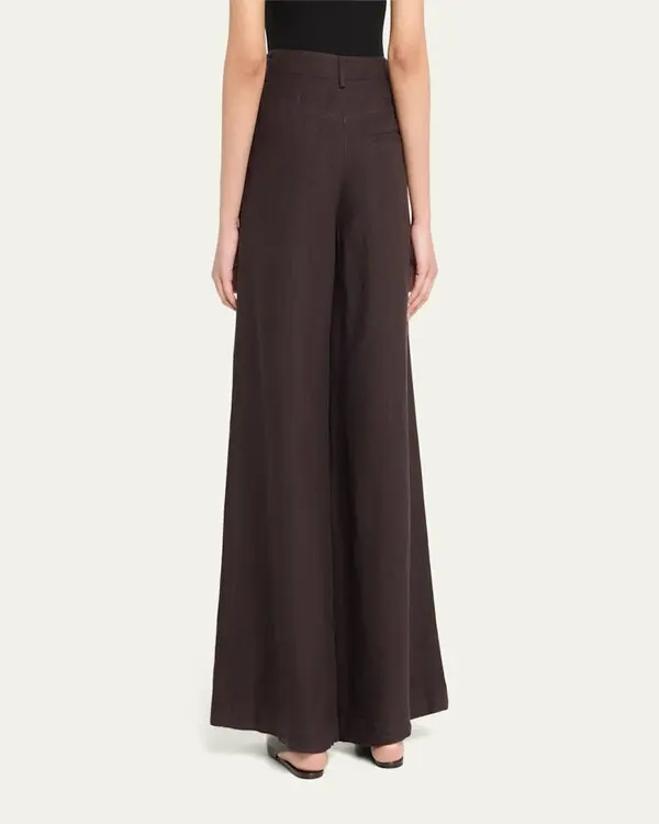 TWP Dees Wide-leg Linen Trousers - Dark Chocolate