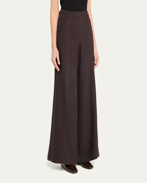 TWP Dees Wide-leg Linen Trousers - Dark Chocolate