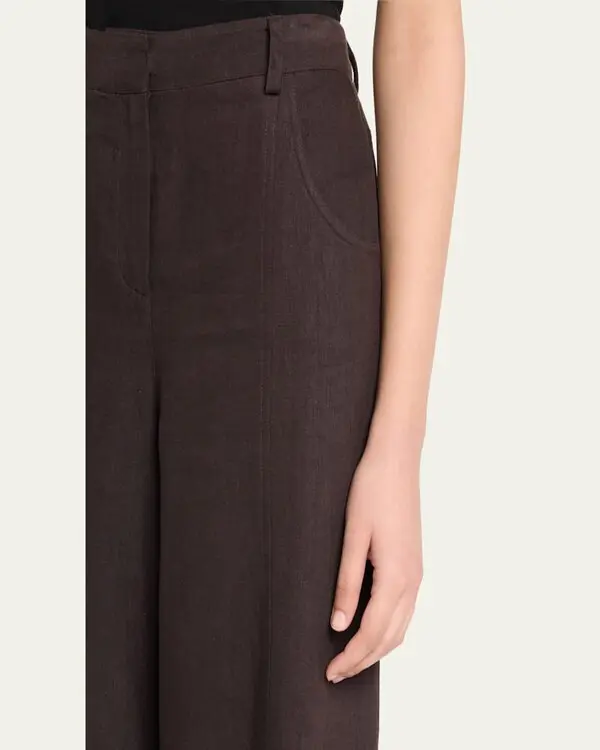 TWP Dees Wide-leg Linen Trousers - Dark Chocolate