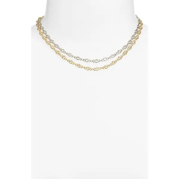 VIDAKUSH Duotone Layered Choker Necklace - Gold/ Silver