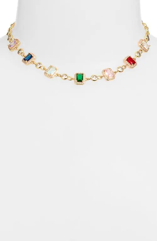 VIDAKUSH Multi Cubic Zirconia Choker Necklace - Gold/ Multi