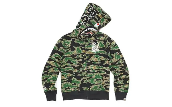 A BATHING APE Ursus Tiger Camo Shark Full Zip Hoodie