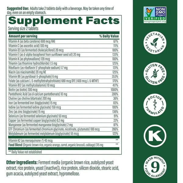 MEGAFOOD Advanced Multivitamin 60 Tablets