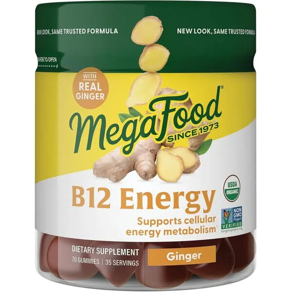MEGAFOOD B12 Energy Gummies Ginger 70 Gummies - One-color