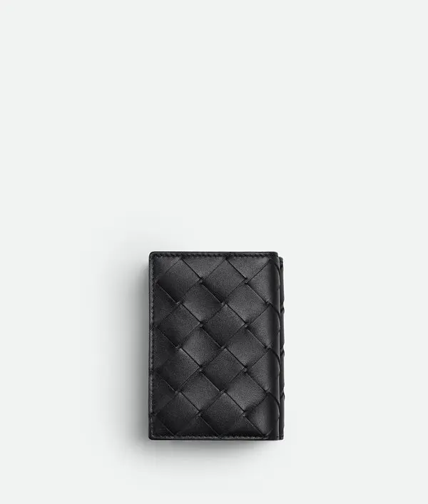 BOTTEGA  VENETA Intrecciato Tiny Tri-fold Wallet - Black