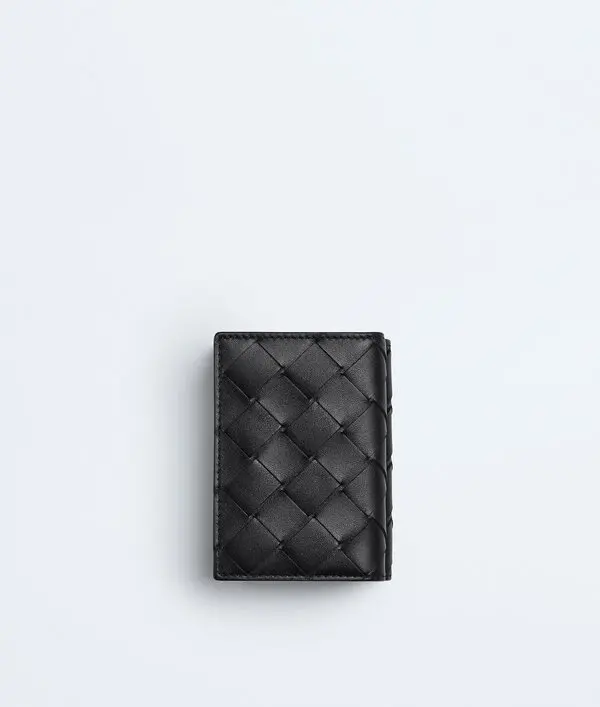 Bottega Veneta Intrecciato Tiny Tri-fold Wallet - Black