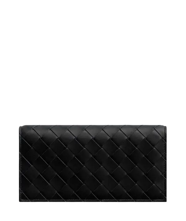 Bottega Veneta Intrecciato Long Wallet With Coin Purse - Black