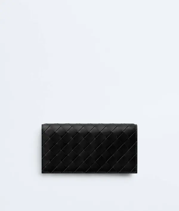 Bottega Veneta Intrecciato Long Wallet With Coin Purse - Black