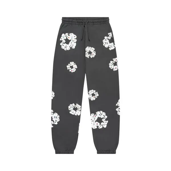 DENIM TEARS Rhinestone Cotton Wreath Sweatpants - Black