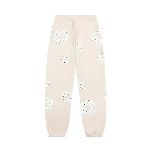 DENIM TEARS Rhinestone Cotton Wreath Sweatpants - Cream