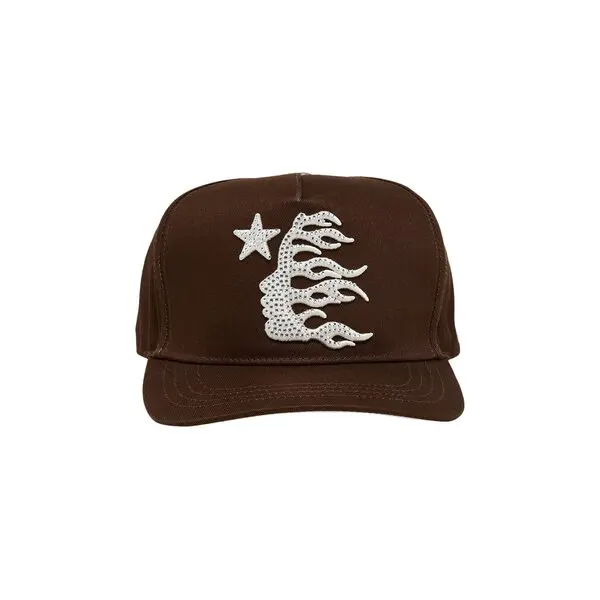 HELLSTAR Og Logo Rhinestone Snapback Cap - Brown